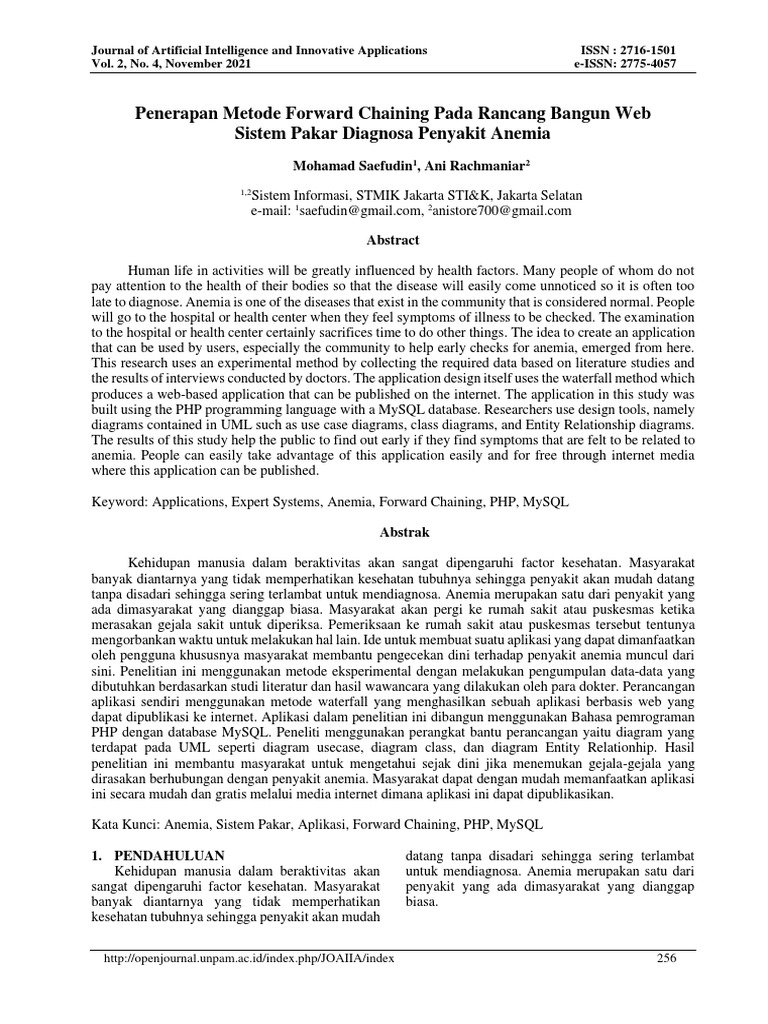 Penerapan Metode Forward Chaining Pada Rancang Bangun Web Sistem Pakar ...