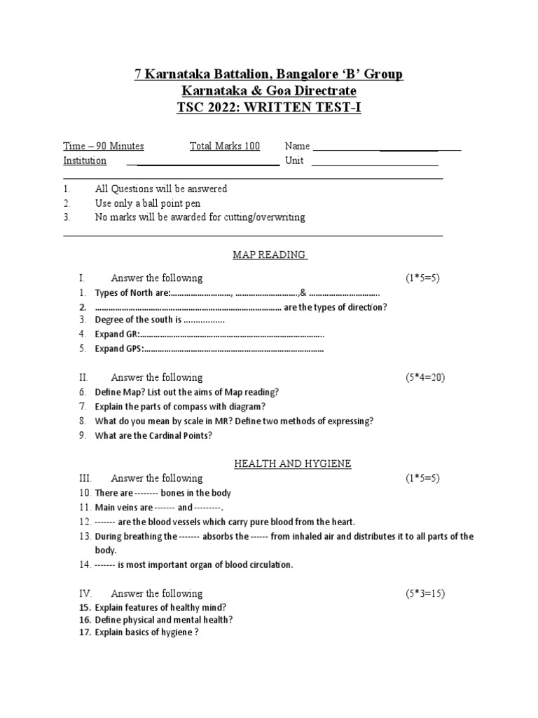 TSC Written Test-1 Paper2022 | PDF | Medical Specialties | Clinical ...