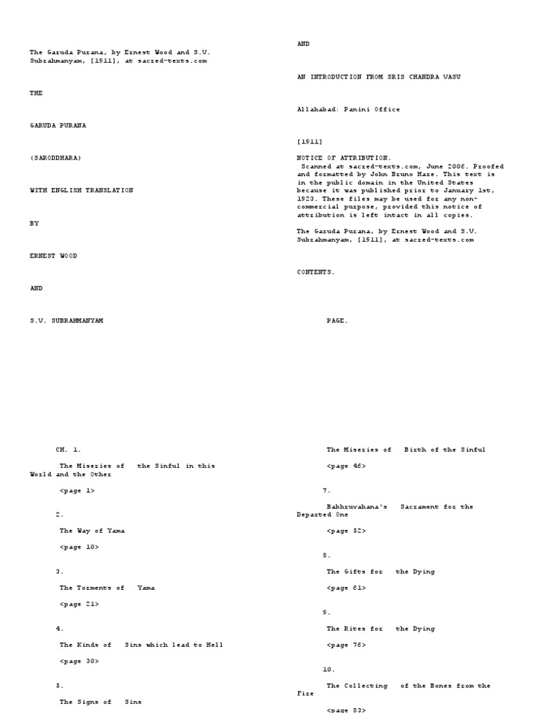 Garuda Purana Sacred Texts | PDF | Hell | Afterlife