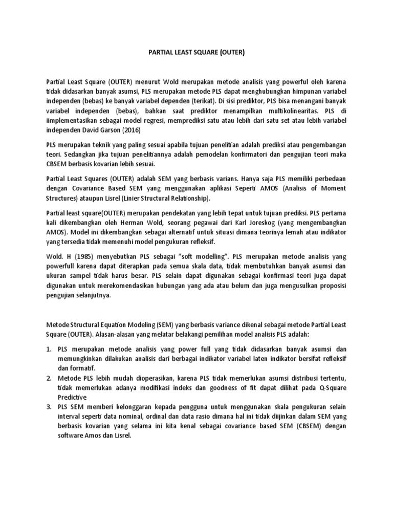Analisis Partial Least Square | PDF | Metode & Bahan Ajar
