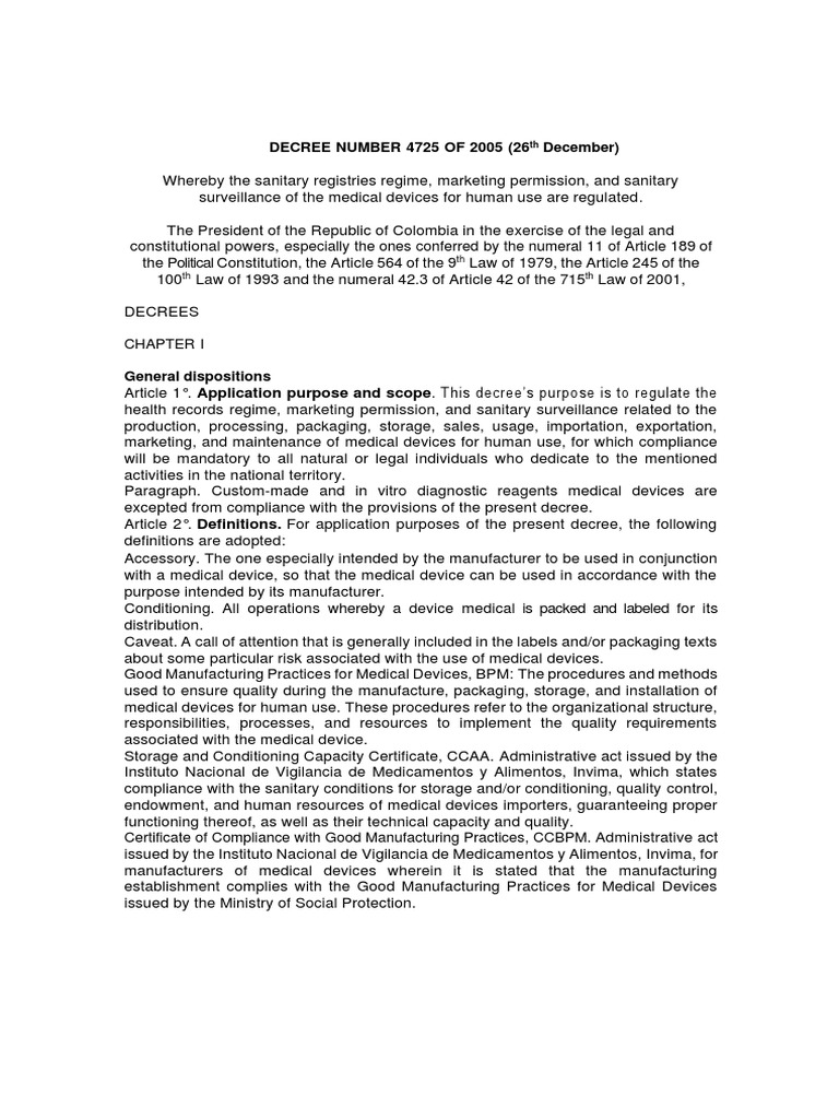 Decree - 4725 - 2005 Label p-25 | PDF | Medical Device | Safety