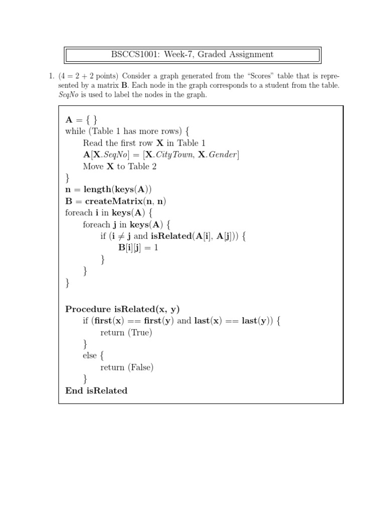 Week 7 Graded Assignment PDF | PDF | Matrix (Mathematics) | Vertex ...
