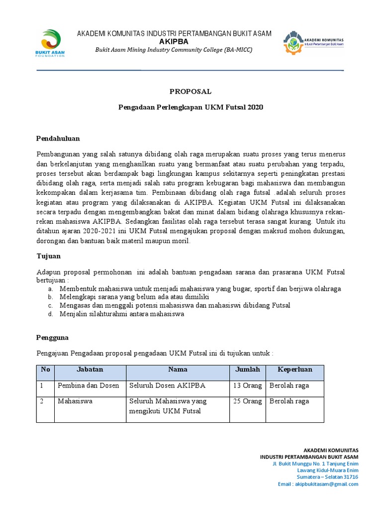 Proposal Futsal | PDF