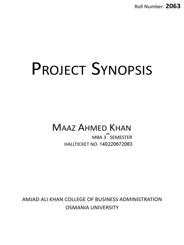 Project Synopsis (Maaz MBA 3sem 2063) | PDF | E Commerce | Online Shopping