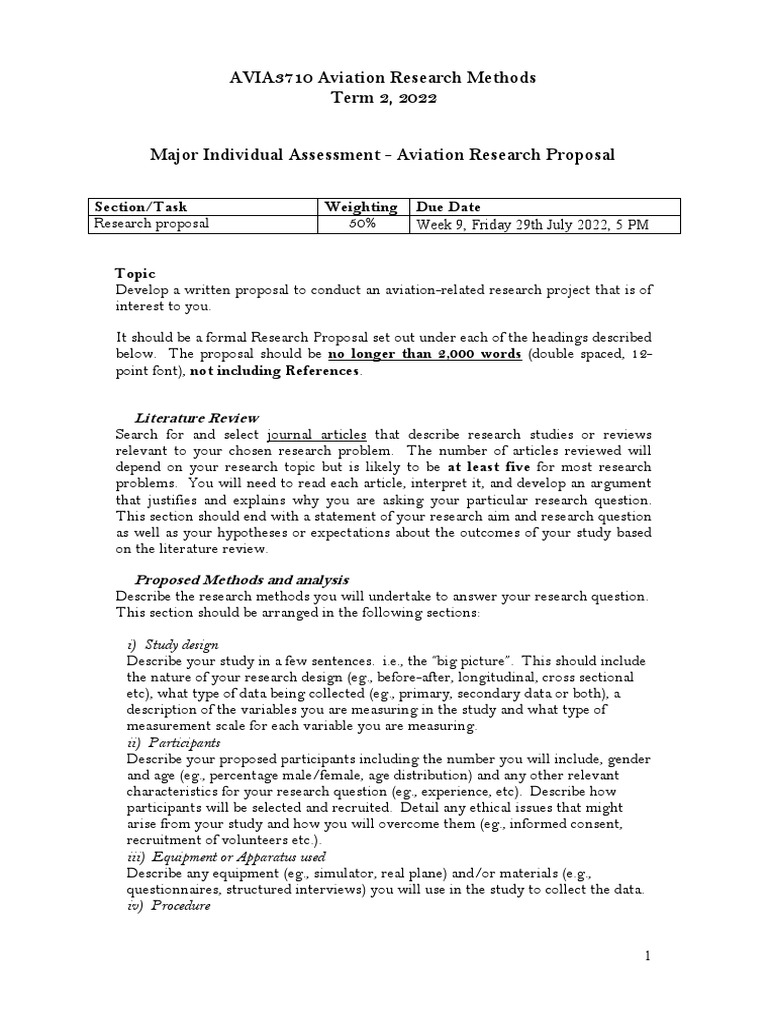 Aviation Research Proposal Guide | PDF | Science | Cognition