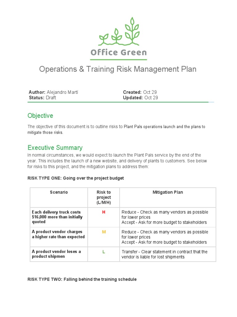 Activity Template - Risk Management Plan | Download Free PDF | Risk ...