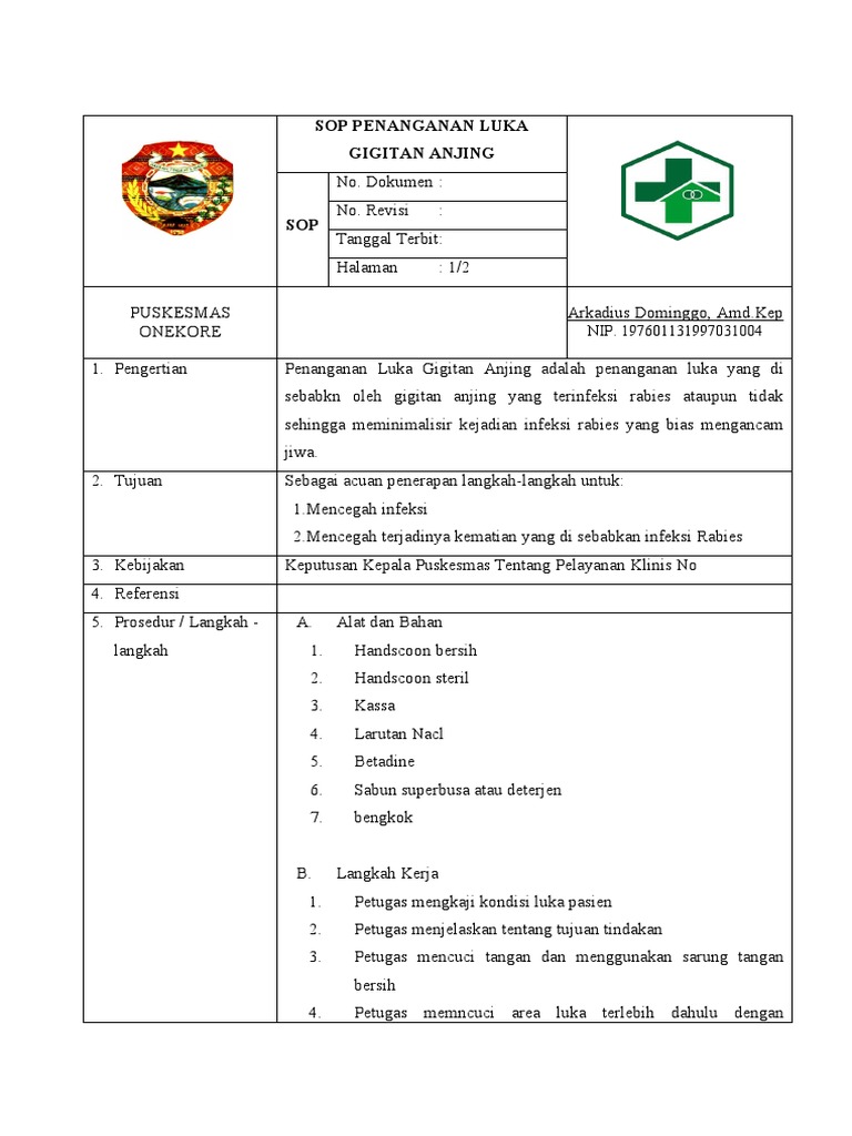 Sop Penangan Dog Bite | PDF