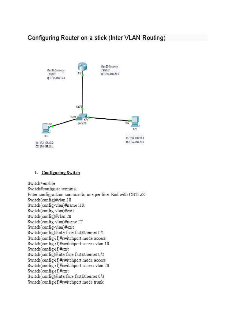 Configuring Router On A Stick | PDF