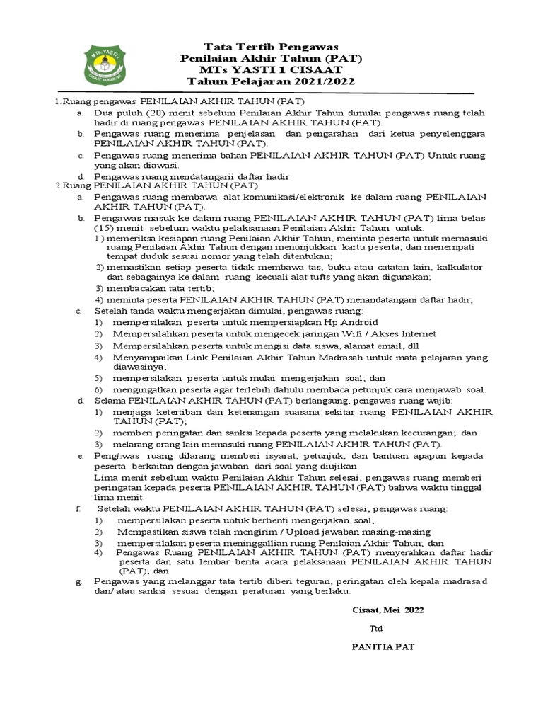 Tata Tertib PAT | PDF