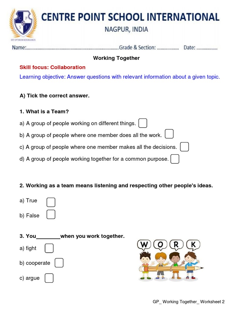 Sudeeksha Dhandhania - Grade 1 - GP - Working Together Worksheet 2 | PDF