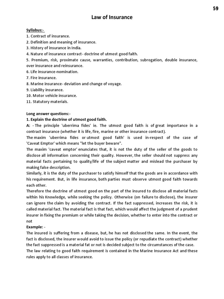 Law of Insurance | PDF | Insurance | Life Insurance