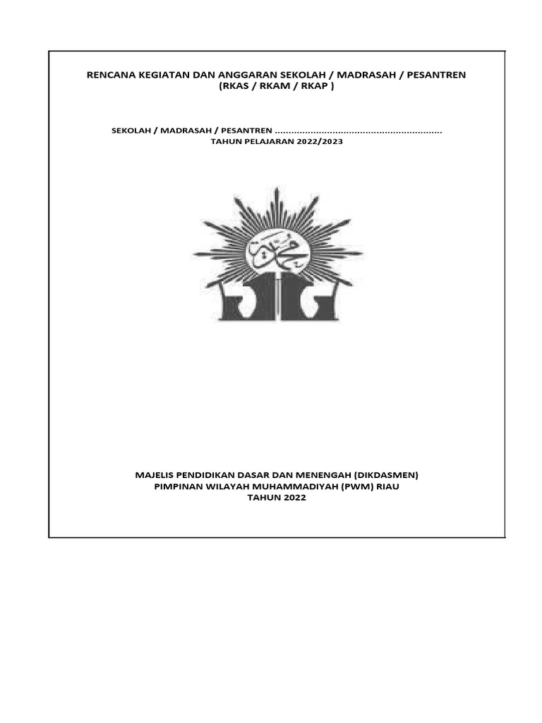 Format Rkas-Rkam-Rkap (Dikdasmen 101-2017) - Isi | PDF