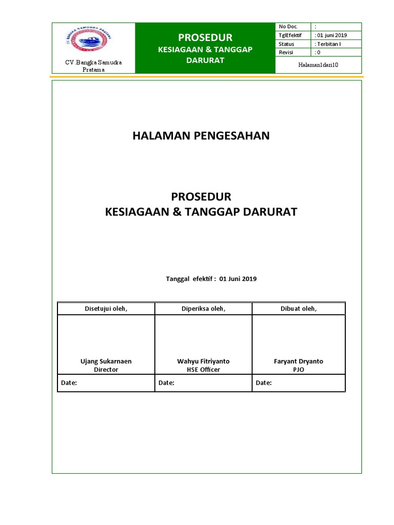 Prosedur Tanggap Darurat | PDF