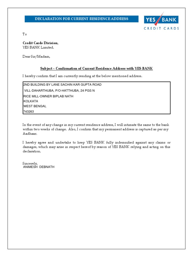 Current Address Declaration | PDF