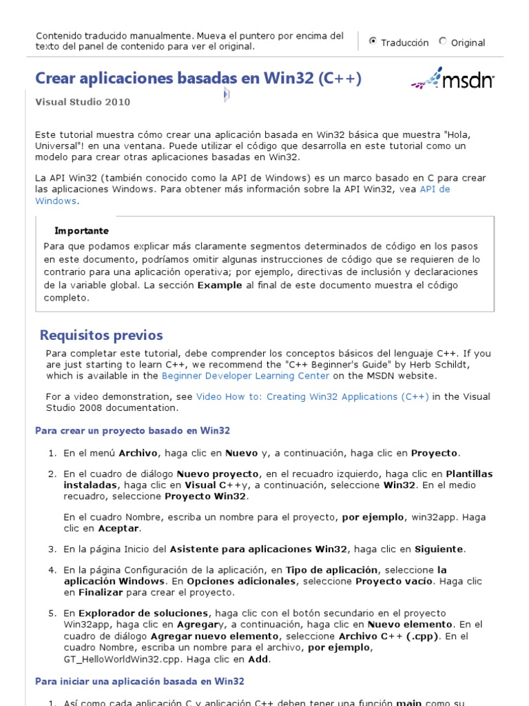 Crear Aplicaciones Basadas en Win32 (C++ ESP | PDF | Ventana ...