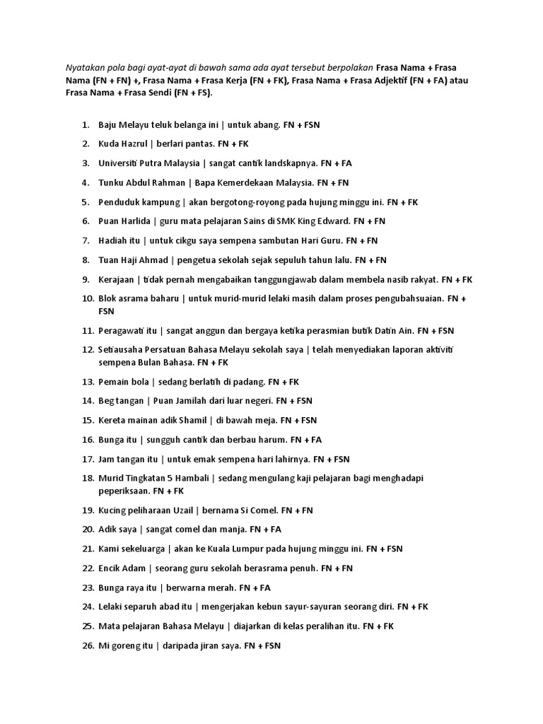 Latihan Pola Ayat | PDF