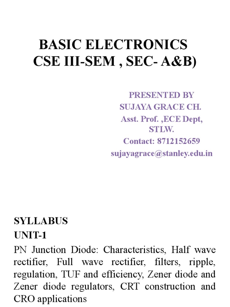Basic Electronics UNIT1 | PDF | P–N Junction | Rectifier
