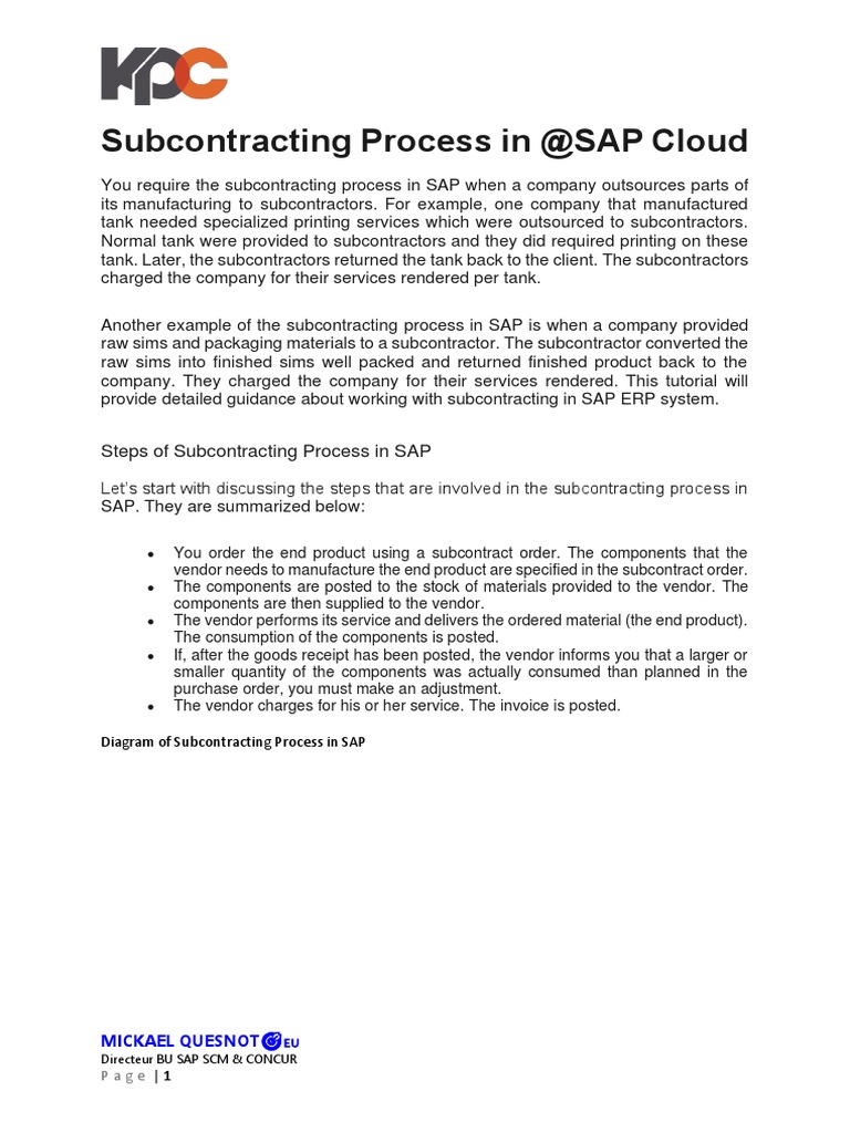 Subcontracting Process in @SAP Cloud | PDF | Receipt | Goods