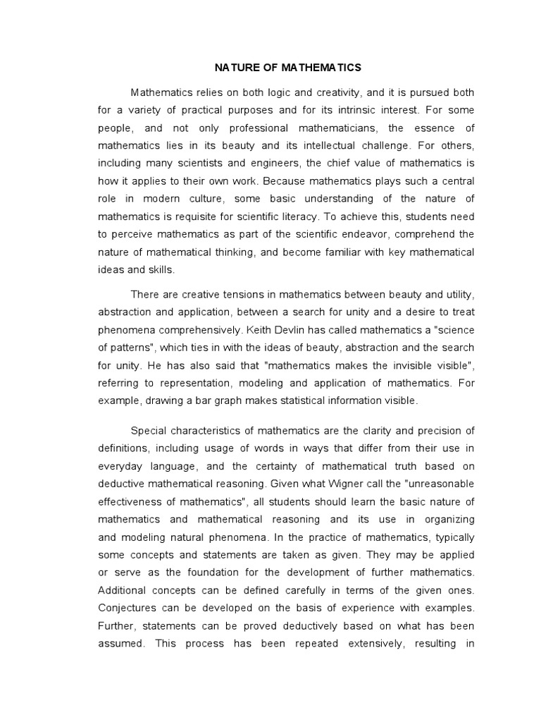 Understanding the Nature of Mathematics | PDF | Pattern | Mathematics