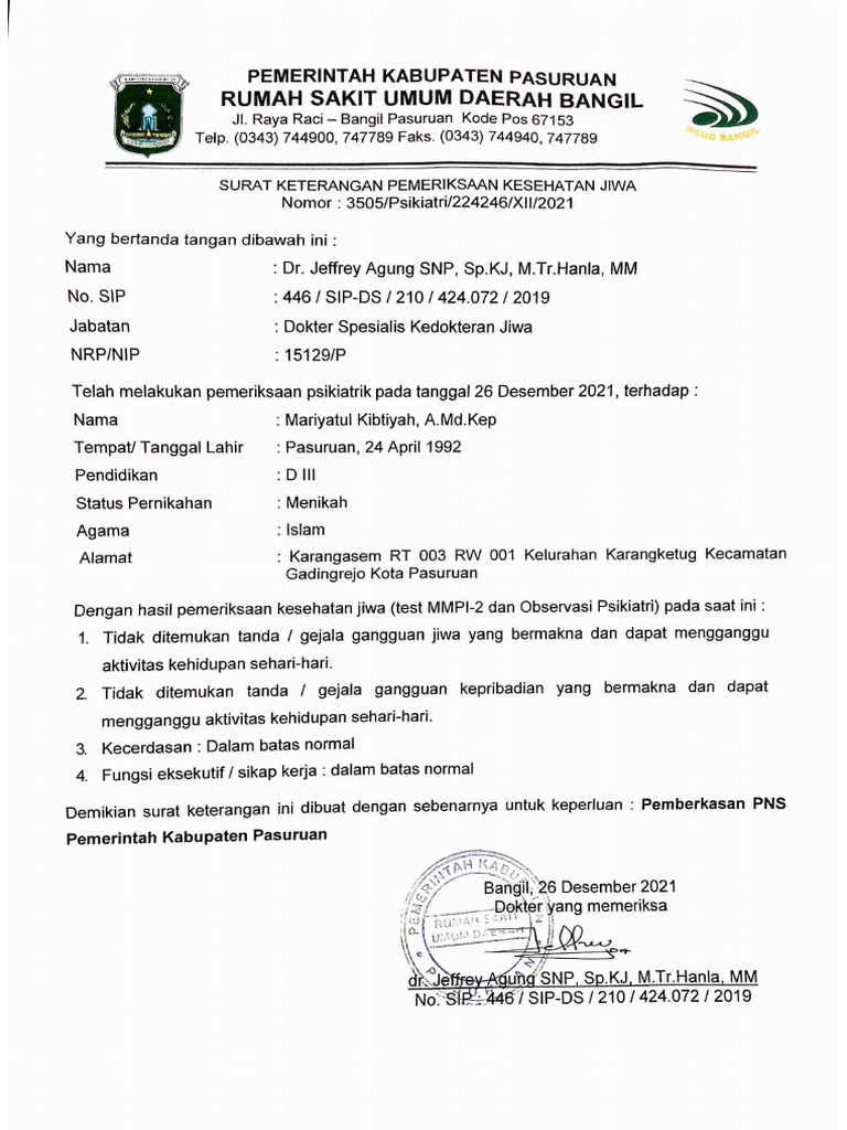 Hasil Tes Kesehatan | PDF