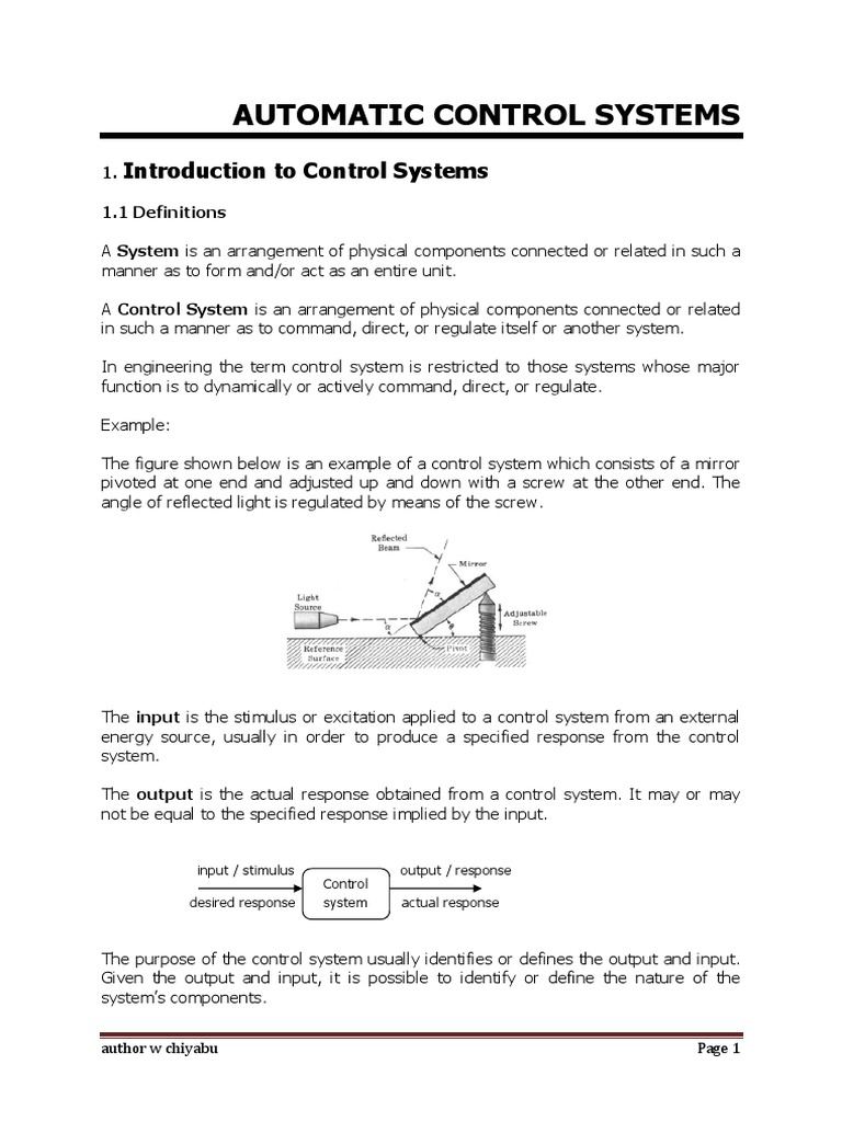 2019handout1 Automatic Control Systems | PDF | Control Theory | Electrical Network