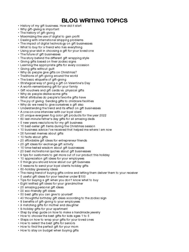 Blog Writing Ideas | PDF | Gift