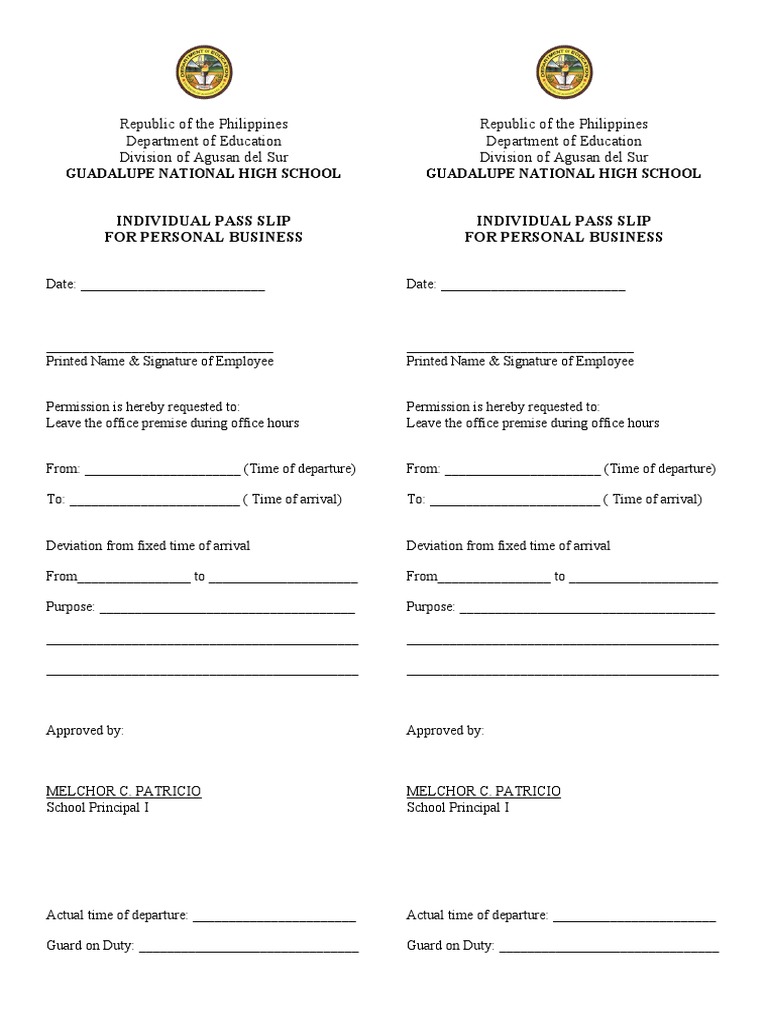Pass Slip and Locator | PDF