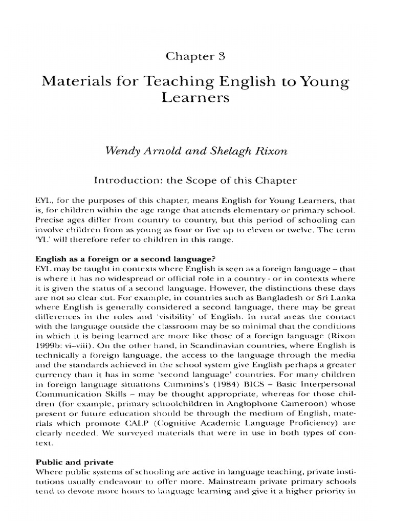 Materials For Teaching English To Young Learners | PDF | Learning ...