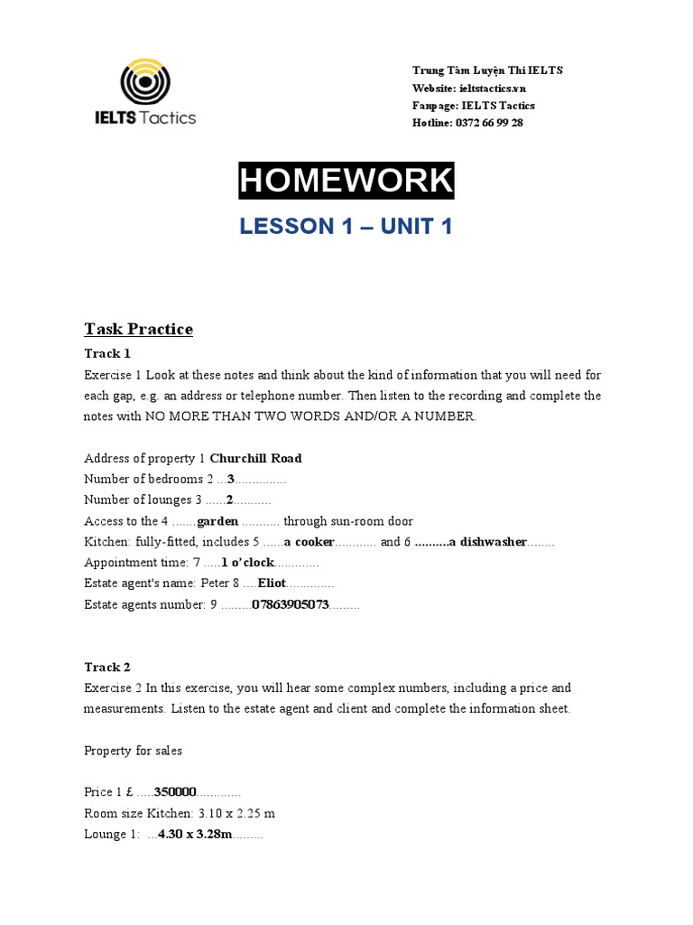 Homework Answer Sheet | PDF