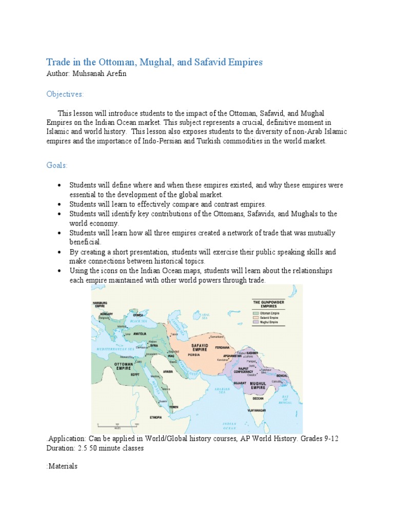 Ottoman Mughal and Safavid Economy Lesson Plan Final | PDF | Mughal ...