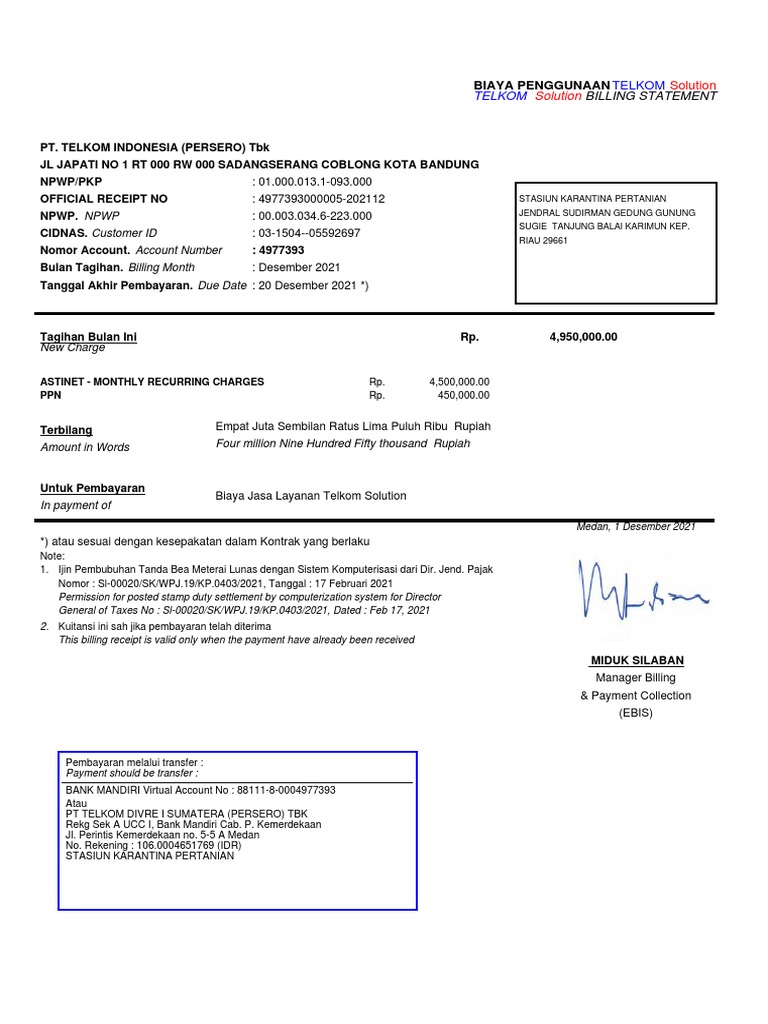 Telkom Invoice 4977393 202112 | PDF