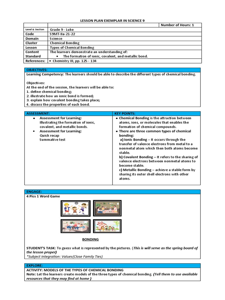 Level & Section: The Lesson Proper) | PDF | Chemical Bond | Chemistry