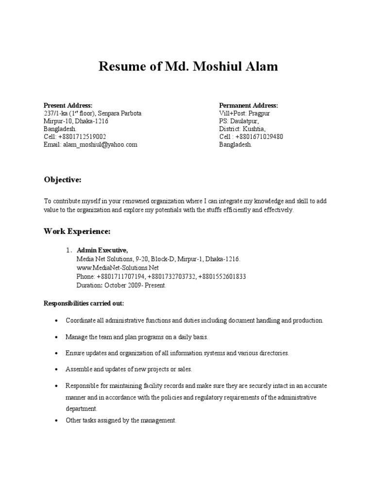 Moshiul CV | PDF
