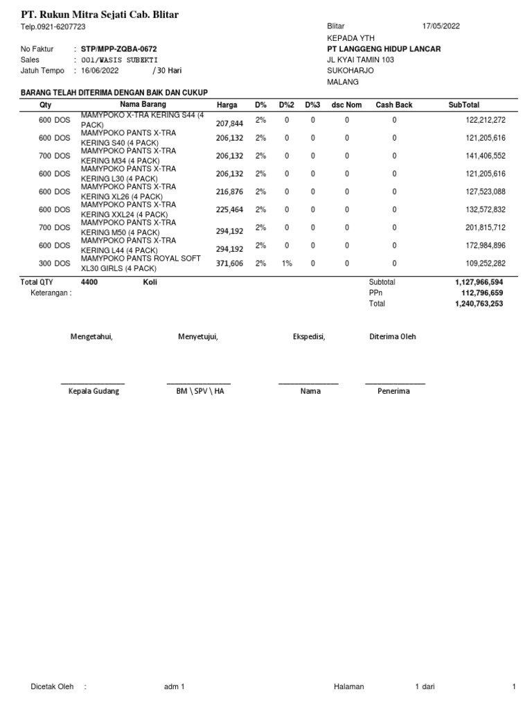 NOTA UCI LHL JUNI 22 - Dewi Listina Sari | PDF