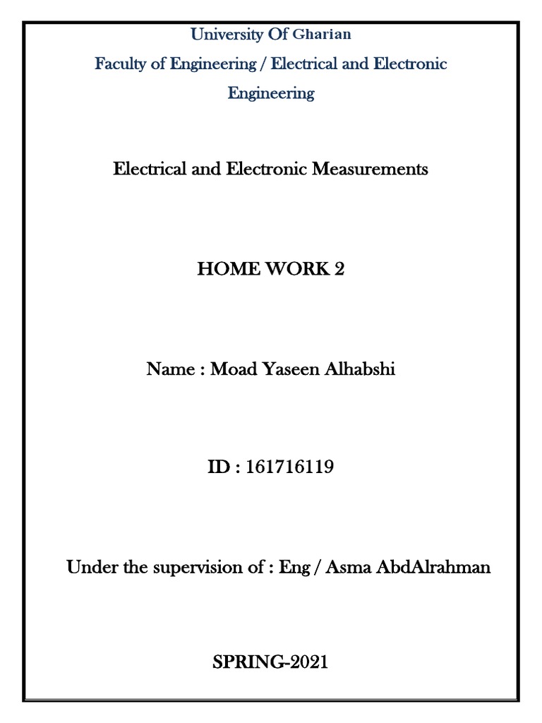 Homework (2) 1 | PDF | Electrical Engineering | Quantity