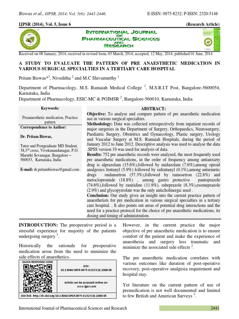 46 Vol. 5 Issue 6 June 2014 IJPSR RA 3573 Paper 46 | PDF | Fentanyl ...