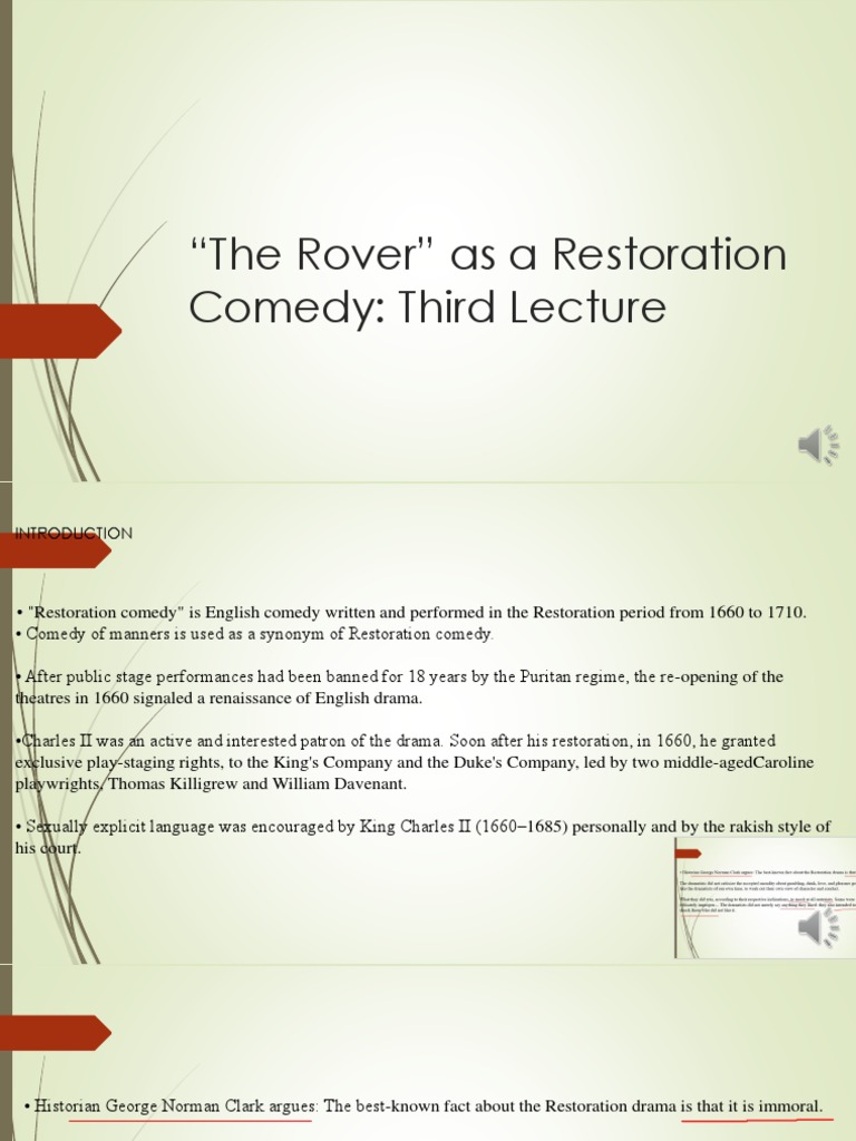 "The Rover: Restoration Comedy Insights" | PDF | Restoration Comedy