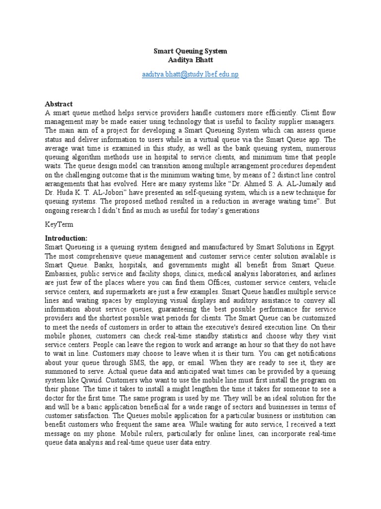 Smart Queue Management System | PDF | Computing