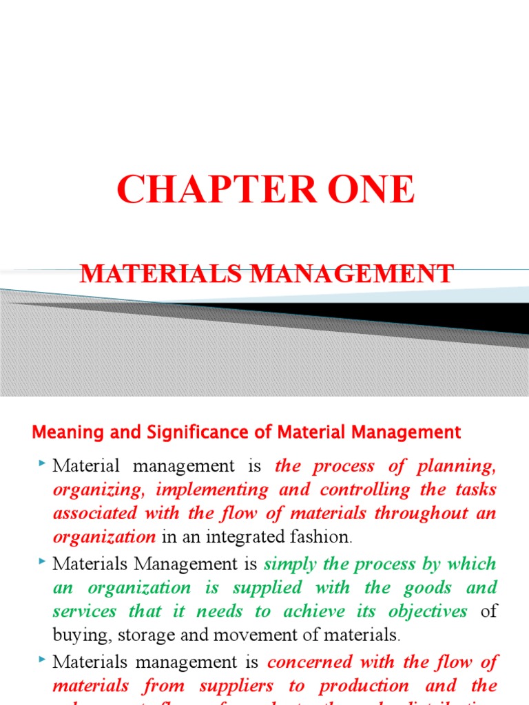 CHAPTER ONE MATERIALS MANAGEMENT | PDF | Inventory | Production And ...