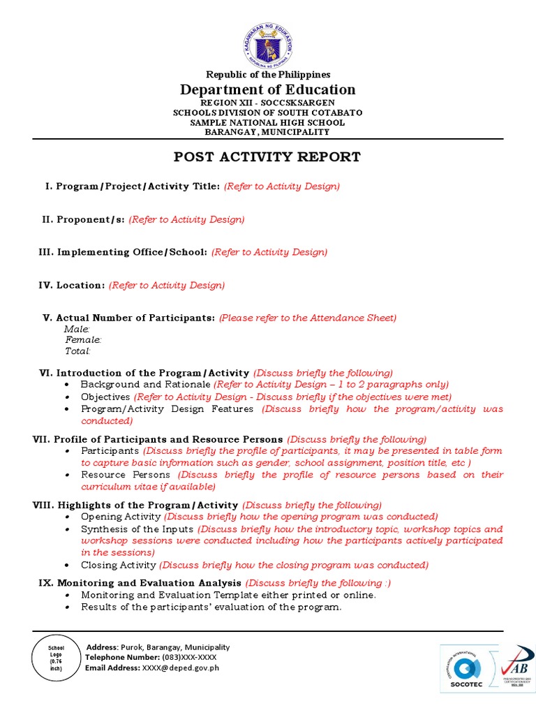 Post Activity Report: Sample NHS | PDF | Internet | Communication