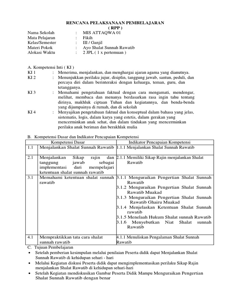 RPP Fikih Ukin | PDF