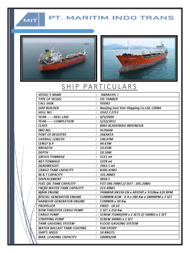SHIP PARTICULARS-rev1 | PDF | Technology & Engineering