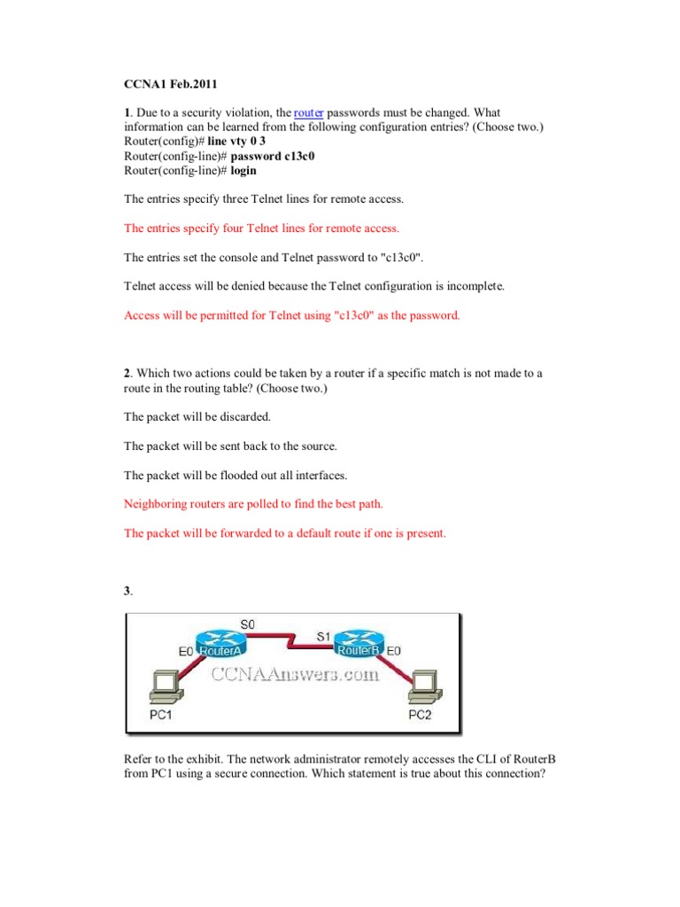 Ccna1 Feb 2011 Pdf Router Computing Computer Network