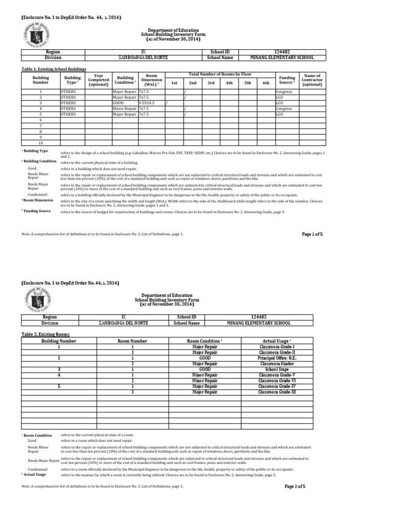 Final - National School Building Inventory Forms 10272014 | PDF ...