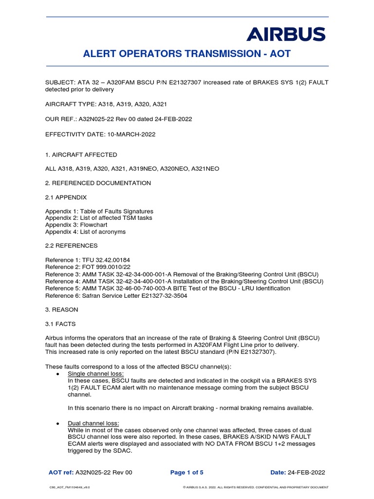 Airbus Aot - A32n025-22 - R00 Issue DT 24.02.2022 | PDF | Anti Lock ...