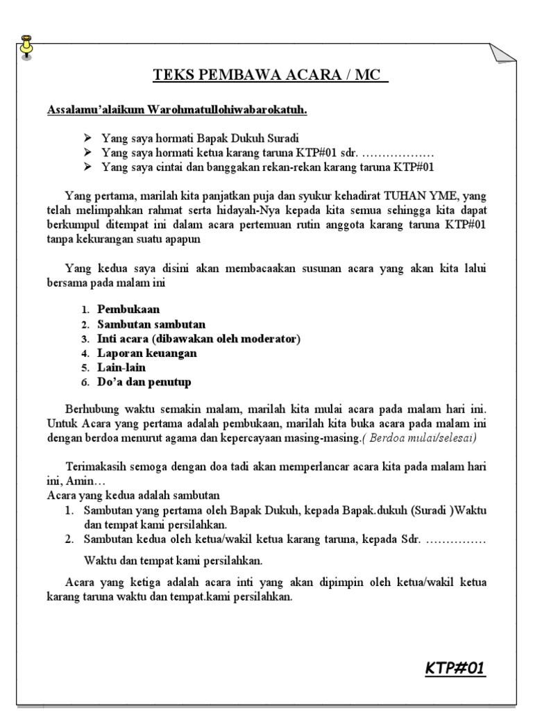 Teks Pembawa Acara 1 | PDF