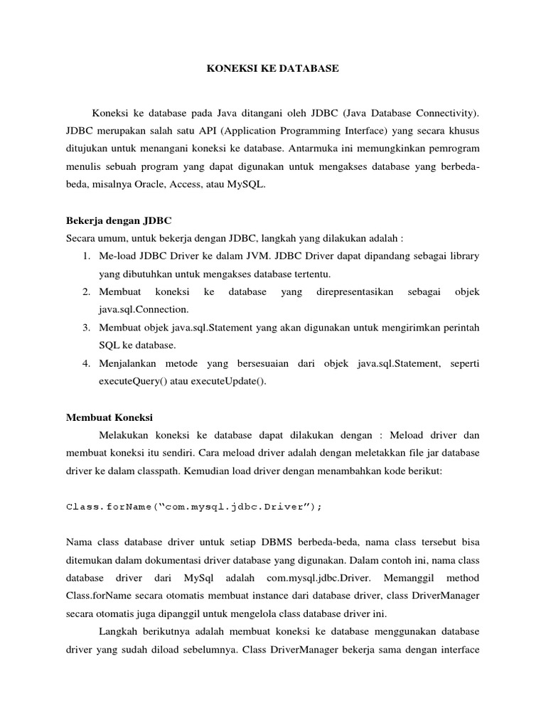Koneksi Database Java dengan JDBC | PDF