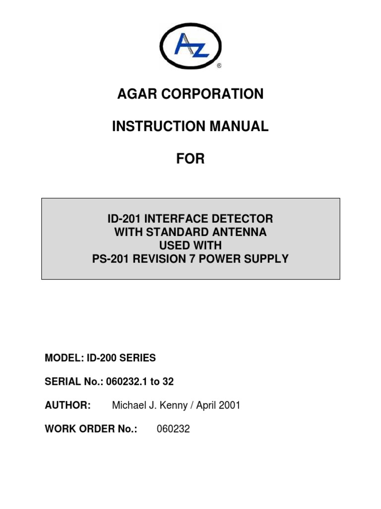 Agar Corporation Instruction Manual FOR | PDF | Electrical Connector ...