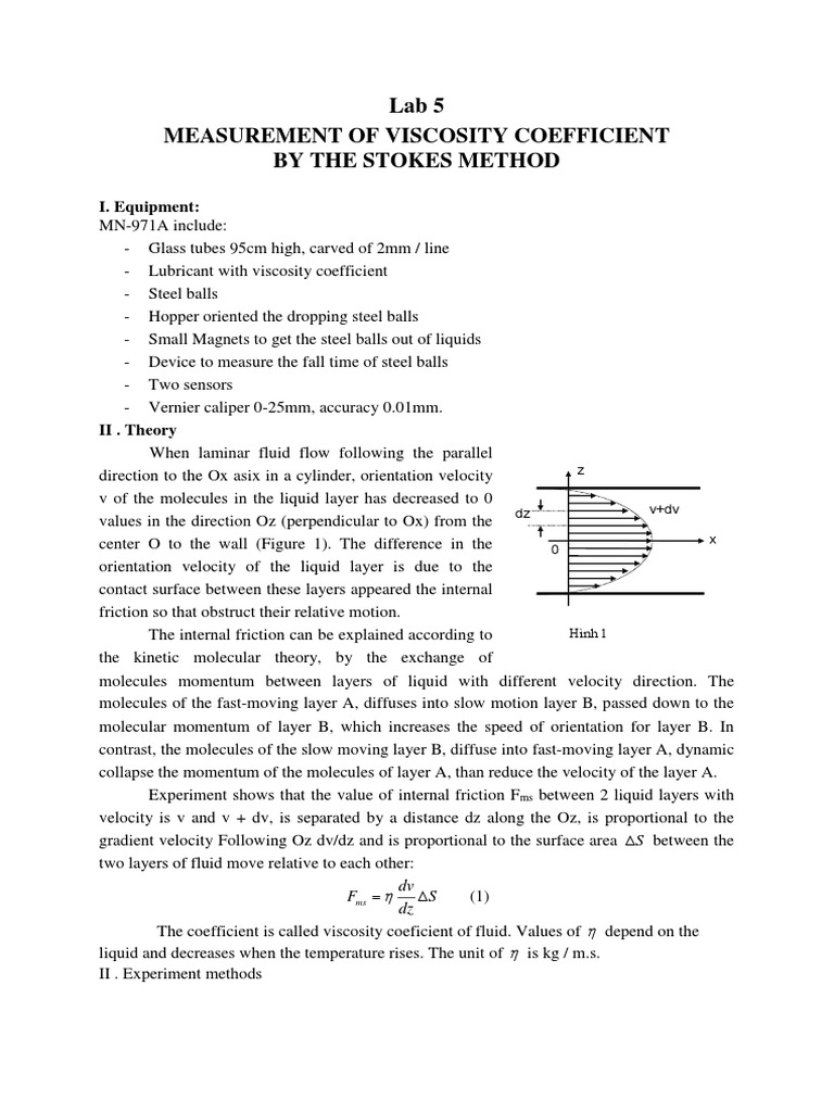Lab 5 Measurement of Viscosity Coefficient by The Stokes Method | PDF ...