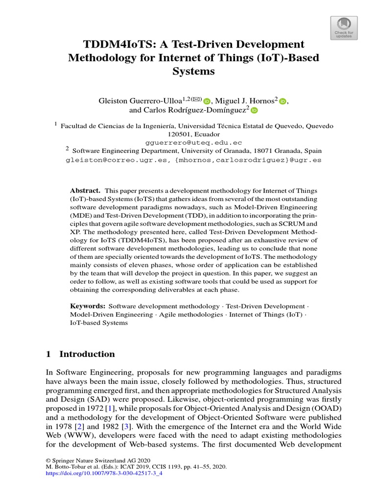 Tddm4Iots: A Test-Driven Development Methodology For Internet of Things ...
